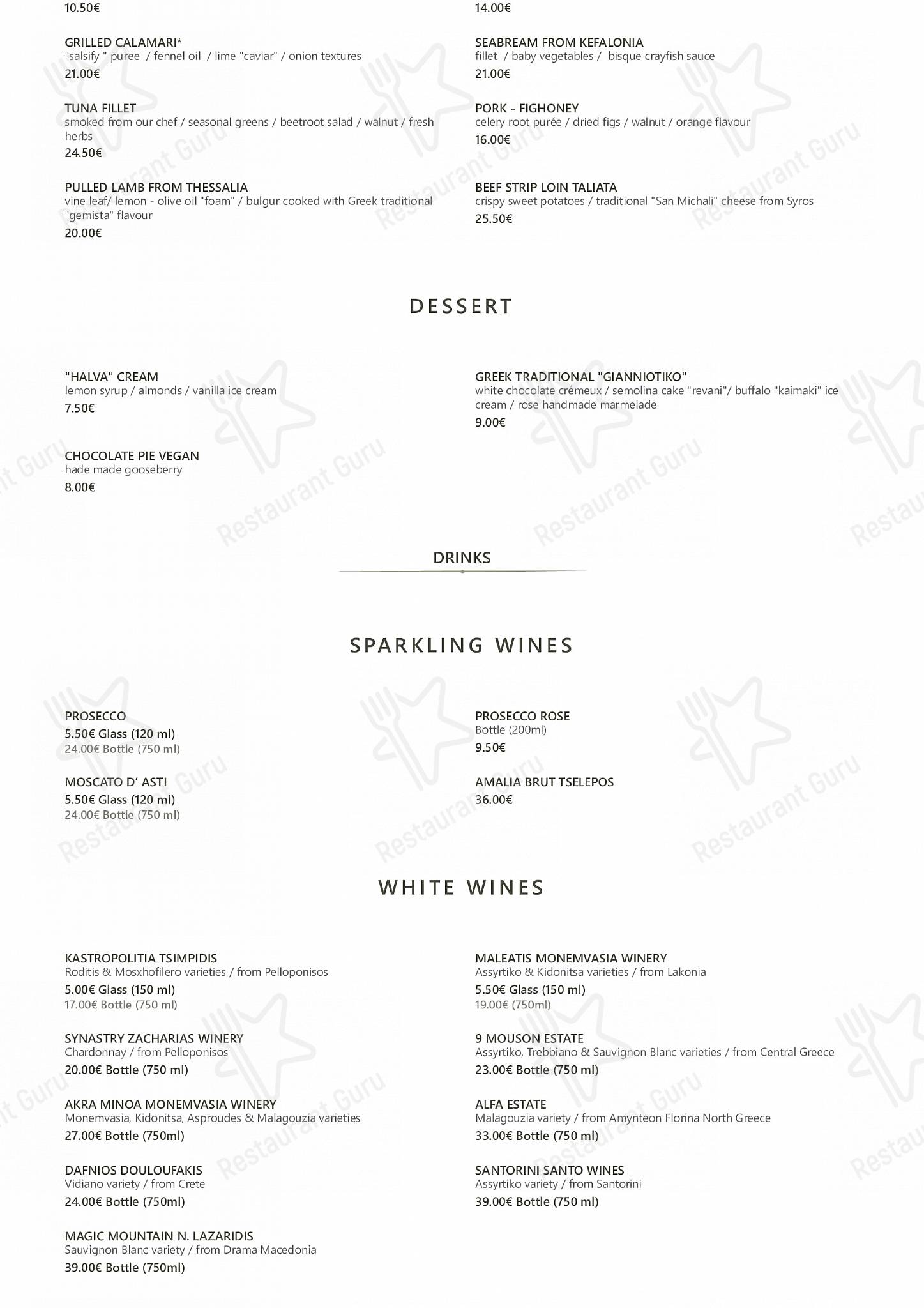 Menu at Thes ''Greek Creative Cuisine'', Athens