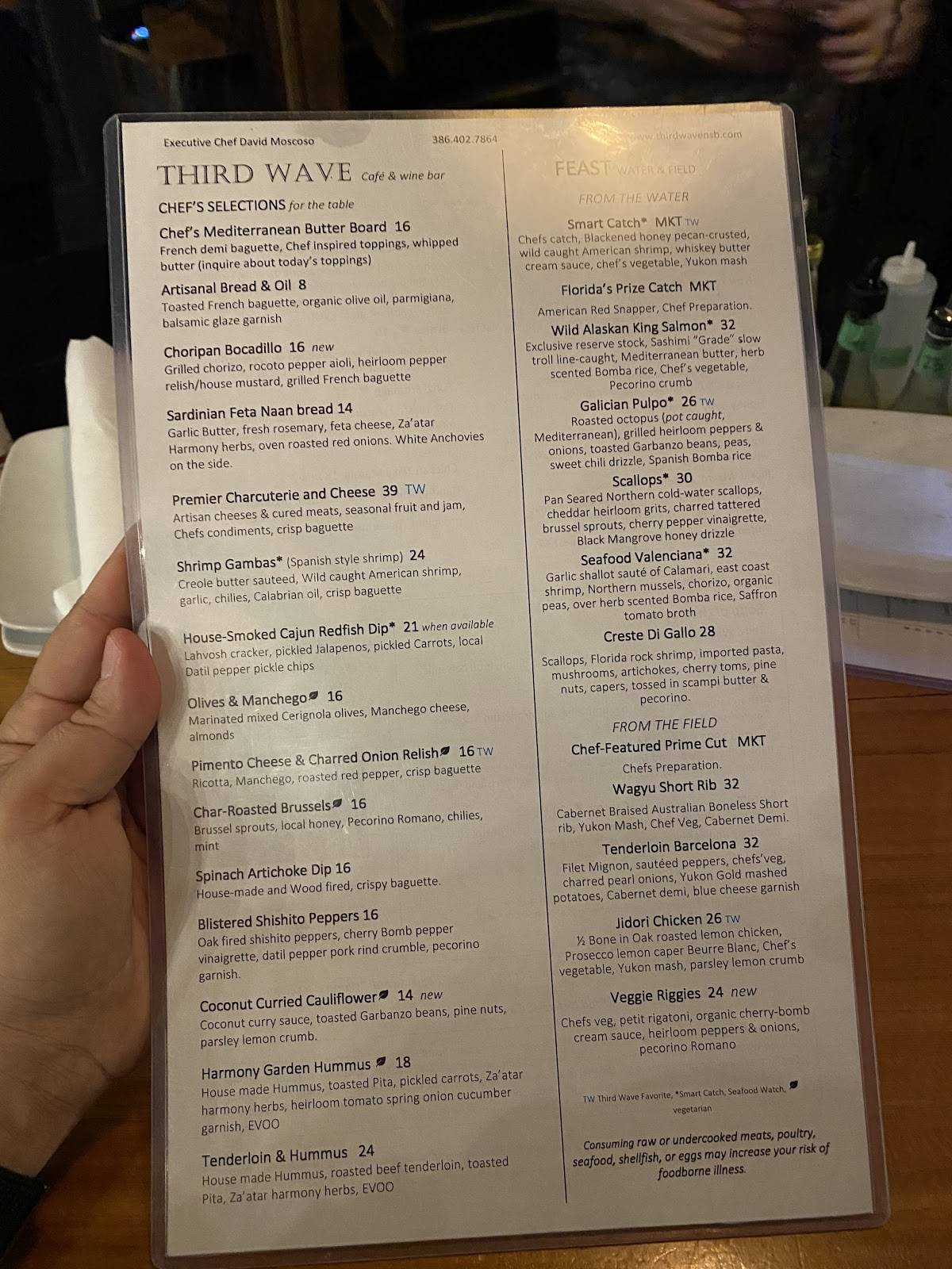 Menu at Third Wave Cafe & Wine Bar, New Smyrna Beach