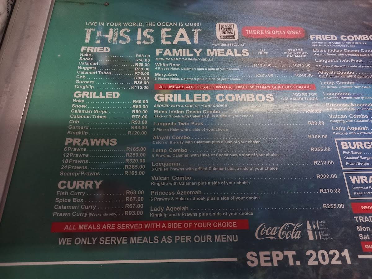 Menu at This Is Eat restaurant, Port Elizabeth