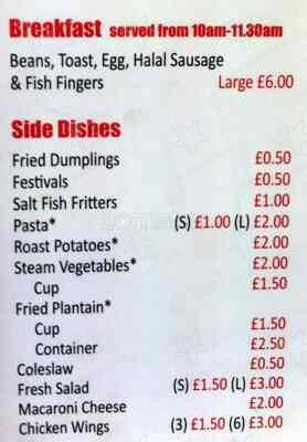 Menu at Tickle Me fast food, London, 56 Knights Hill