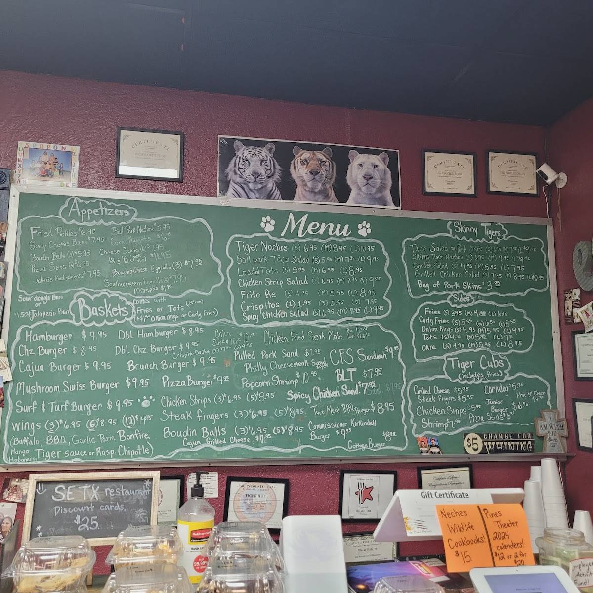 Menu at Tiger Hut restaurant, Silsbee, NE Corner of FM