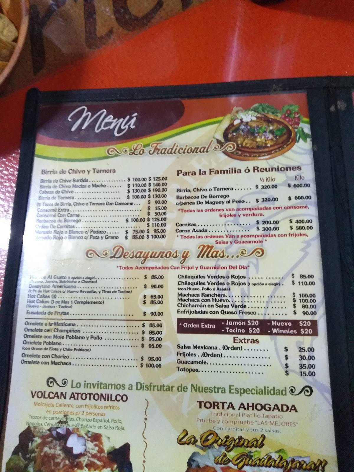 Carta de Restaurante Atotonilco, Tijuana, Blvd. Josefa Ortiz de ...