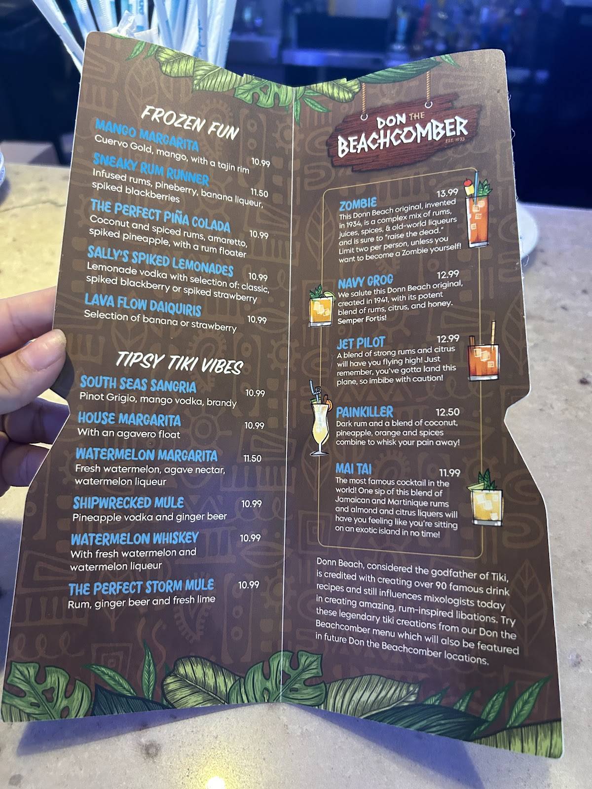 Carta del pub y bar Tiki Docks Skyway, San Petersburgo