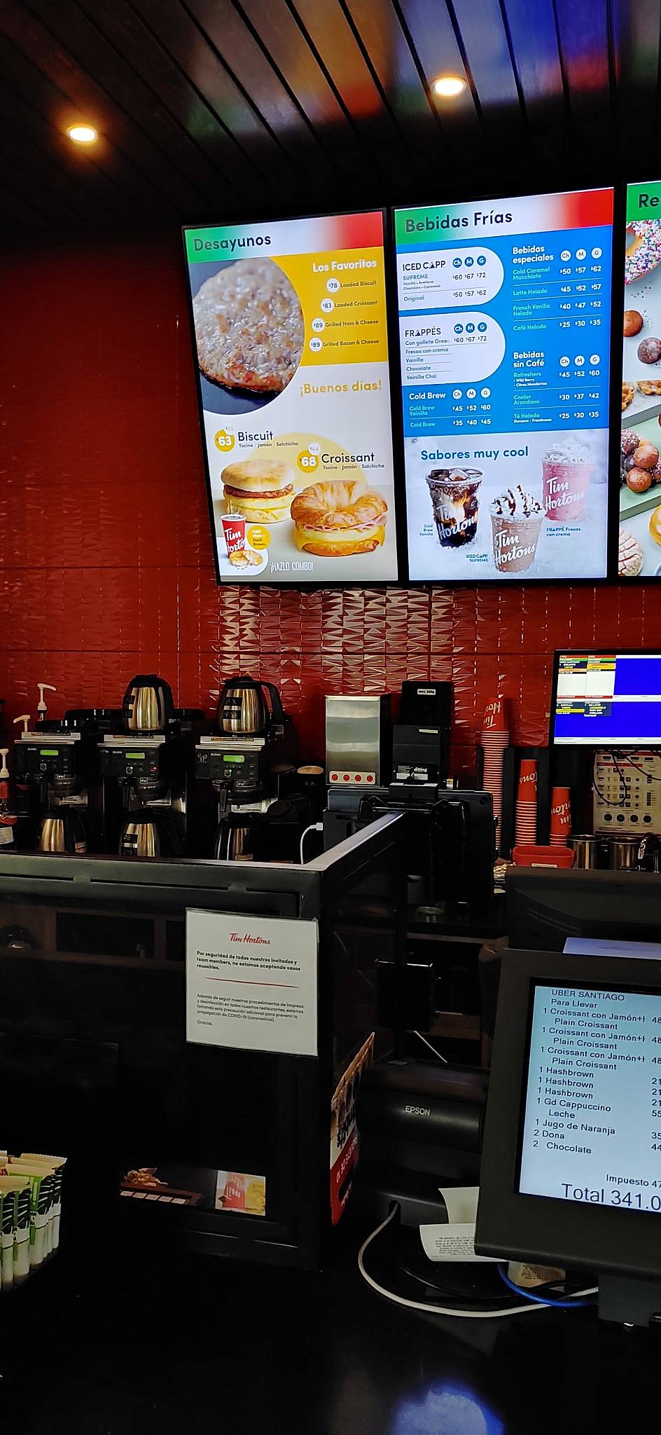 Carta del café Tim Hortons Pletórico, Monterrey, Carretera Nacional 100 ...