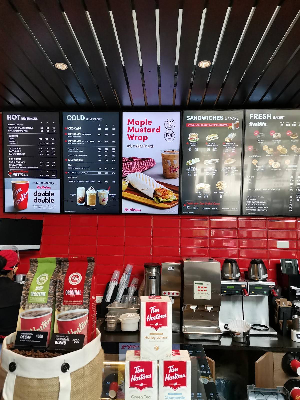 Carta del café Tim Hortons, Ciudad Quezon, J2RR+75C