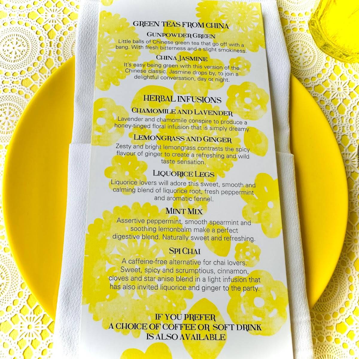 Menu at Time and Tide High Tea restaurant, Port Fairy
