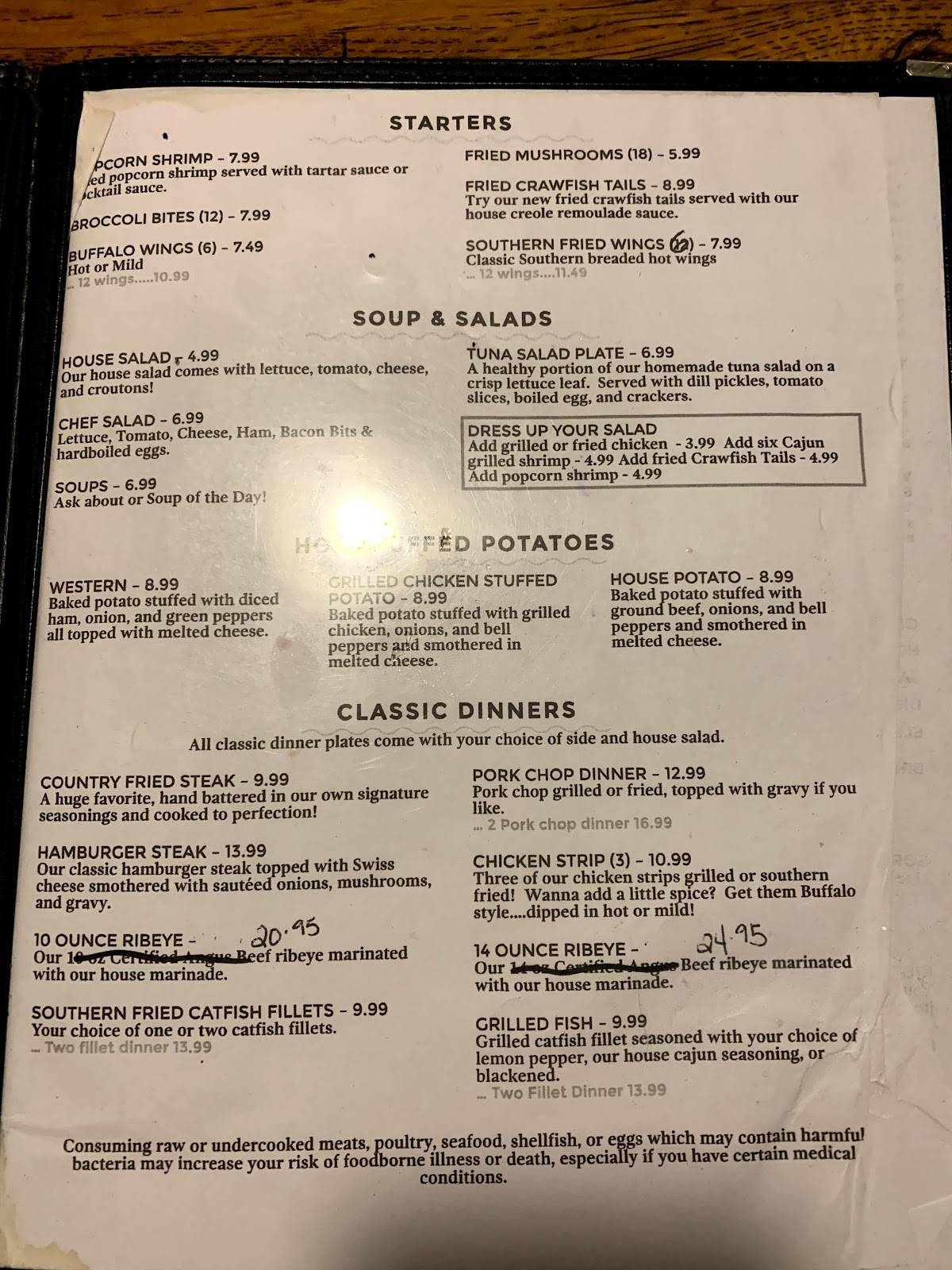 Menu at Tin Lizzie Cafe, West Point, US-45 ALT