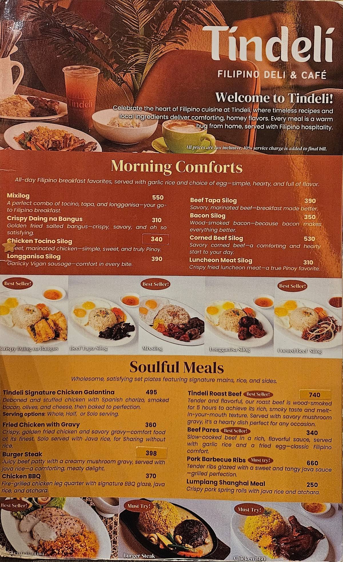 Menu at Tindeli Filipino Deli & Cafe by Chef Tatung, Quezon City