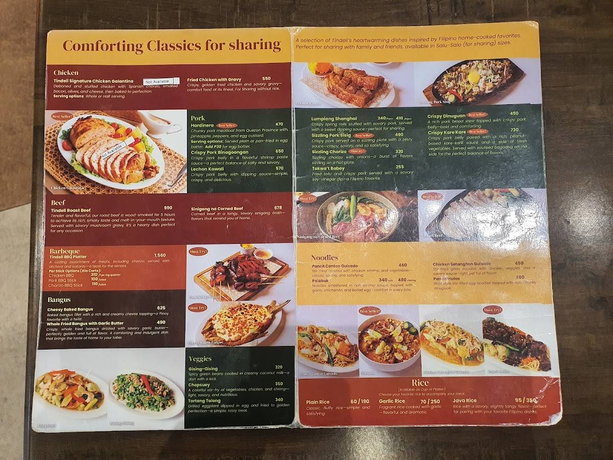 Menu at Tindeli Filipino Deli & Cafe by Chef Tatung, Quezon City