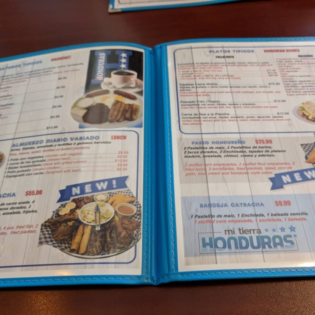 Menu at Tipicos Honduran Restaurant, Shakopee