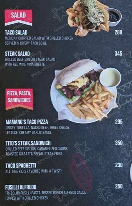 Menu at Tito's Fil-Mex Restaurant, Pasig