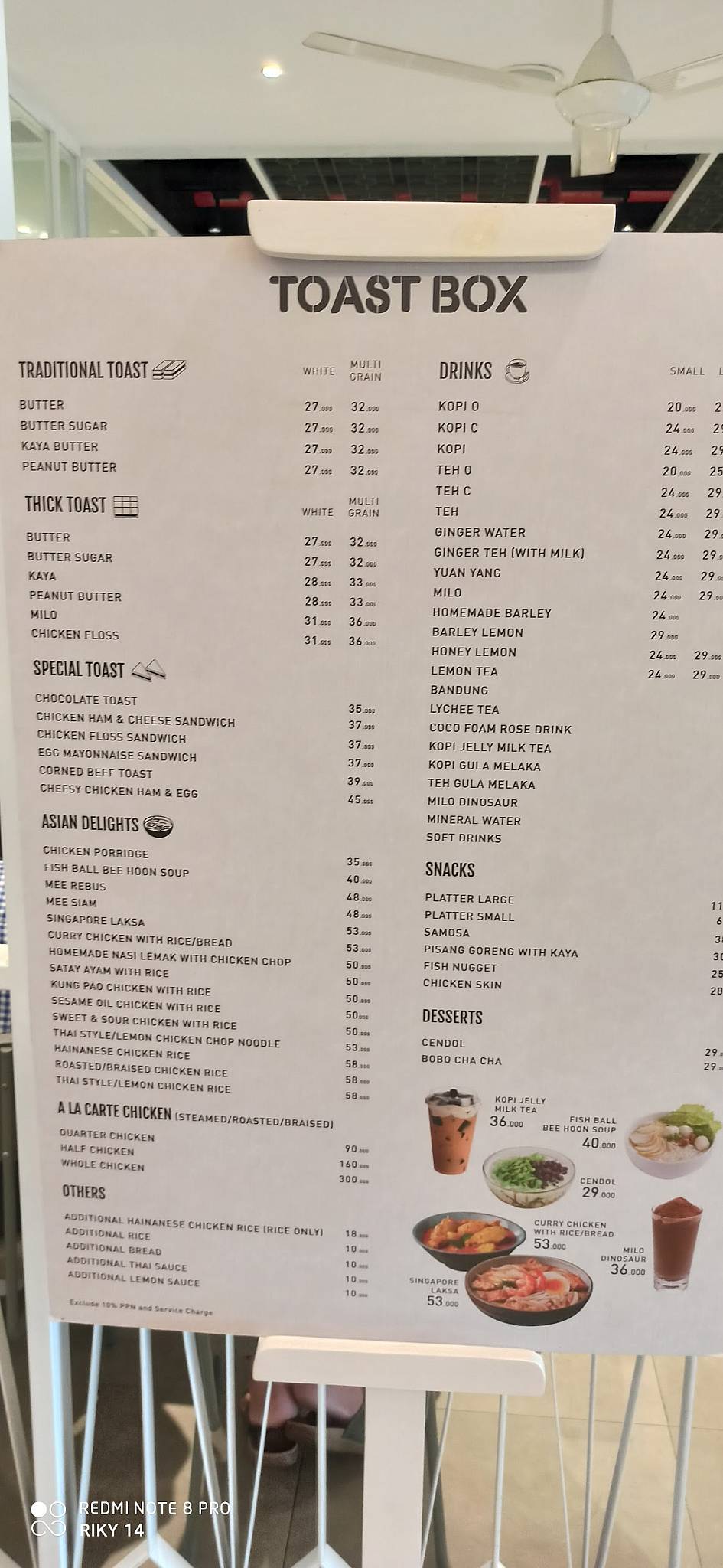 Carta del restaurante Toast Box Puri Indah Mall, West Jakarta