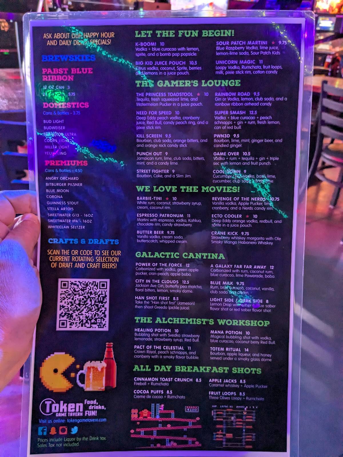 Menu at Token Game Tavern pub & bar, Knoxville