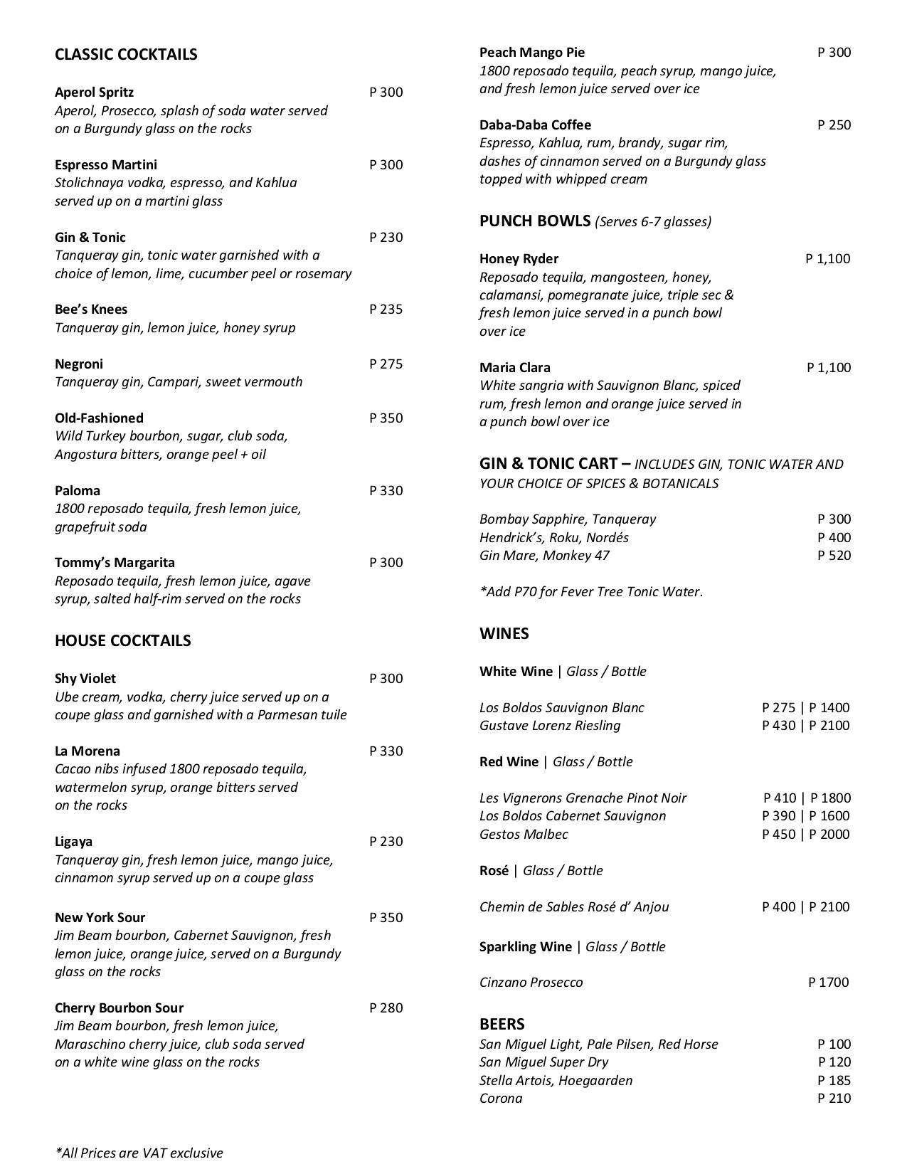 Menu at Tola, Kan-anan sa Balay Oboza restaurant, Davao City
