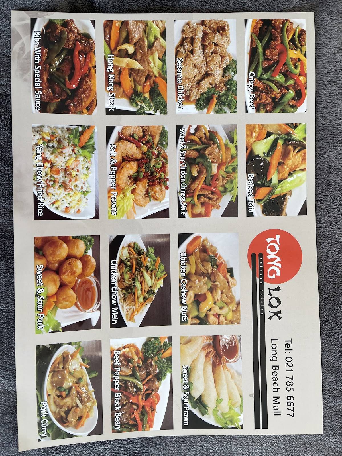 Menu at Tong Lok restaurant, Cape Town, G36