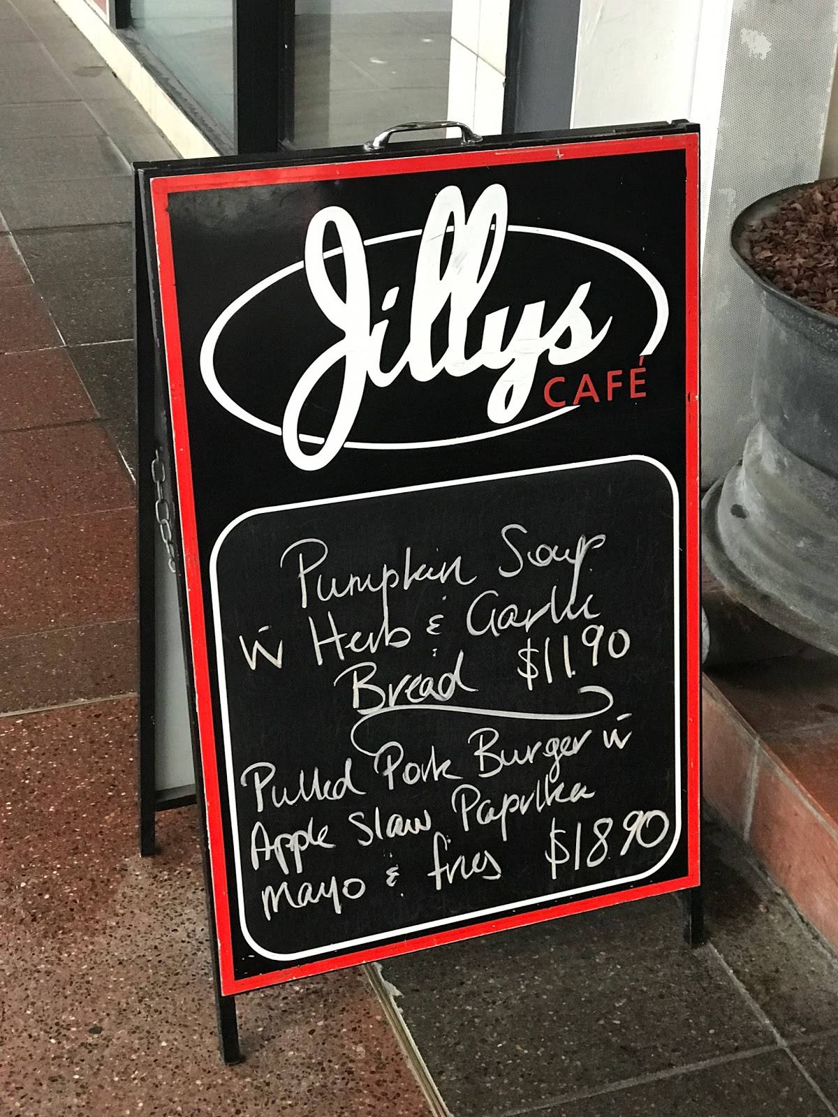 Menu at Jillys Cafe, East Toowoomba