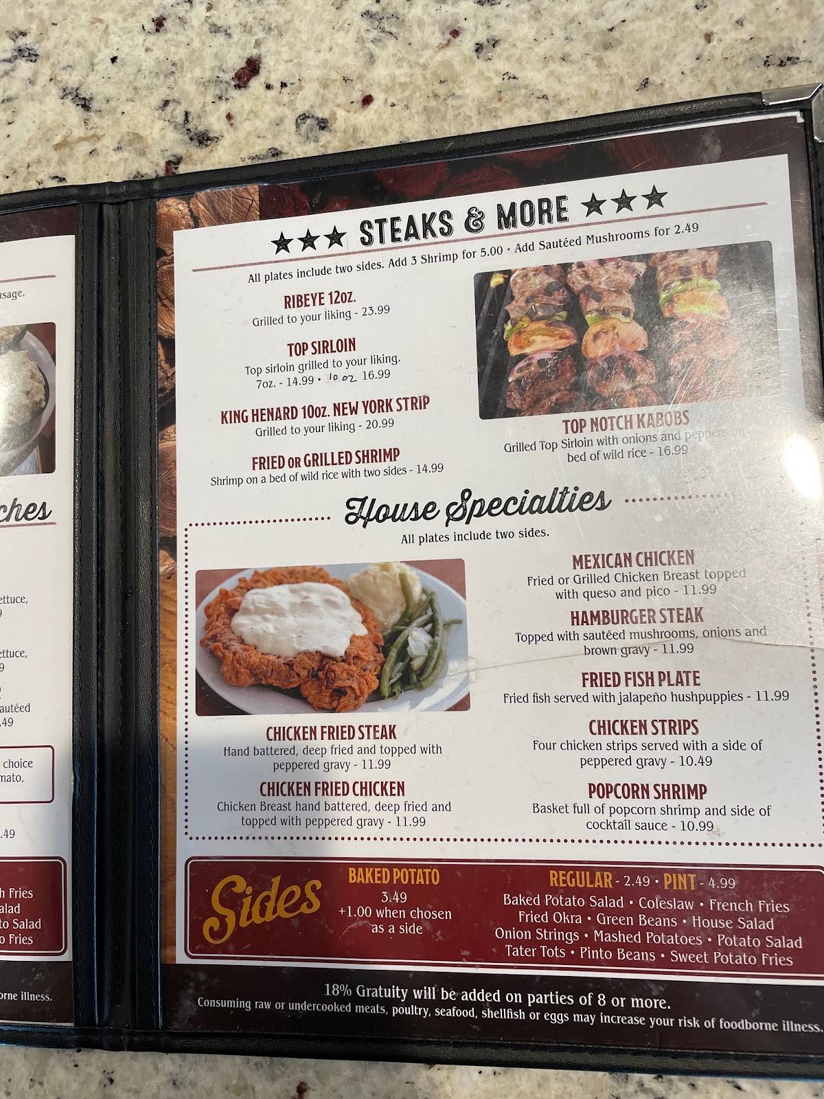 Menu at Top Notch Texas BBQ, Childress