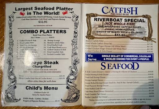 Menu at Top O' The River restaurant, Guntersville