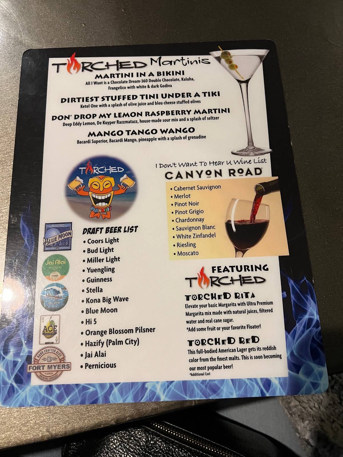 Menu at Torched Bar & Grill, Cape Coral