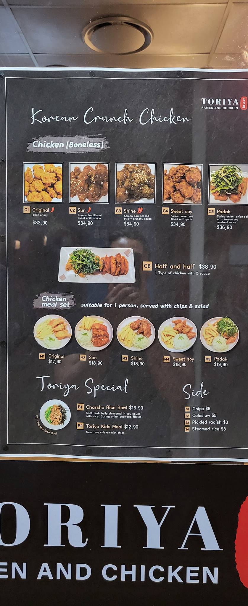 Menu at Toriya Japanese Ramen & Korean Fried Chicken Padak Sunshine ...