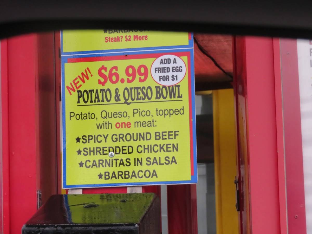 Menu at Tornado Taco restaurant, Missouri City, FM 1092 Rd