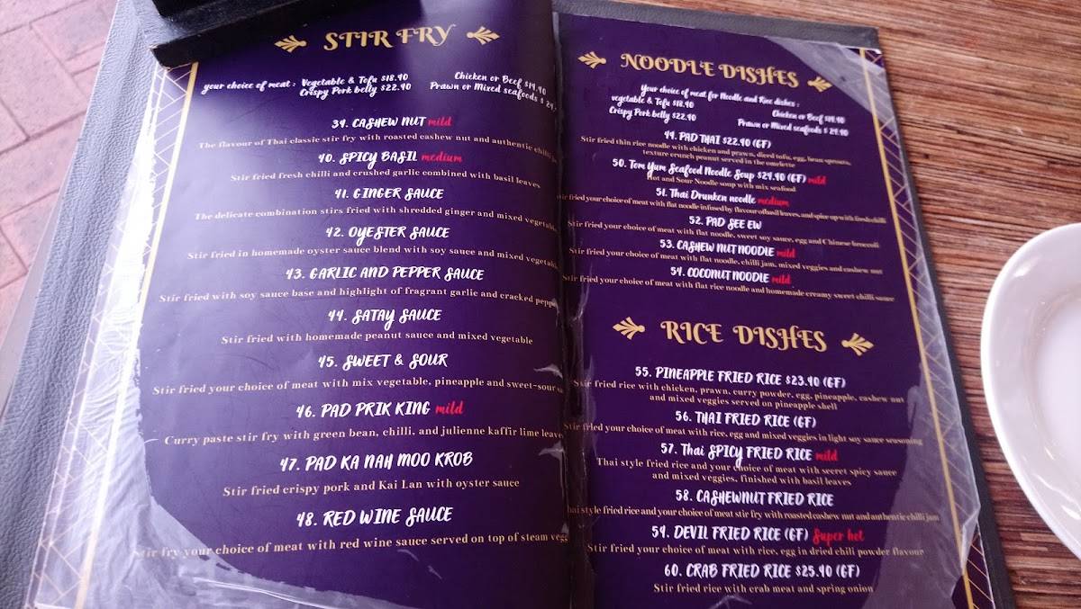 Menu at Totally Thai restaurant, Carlisle