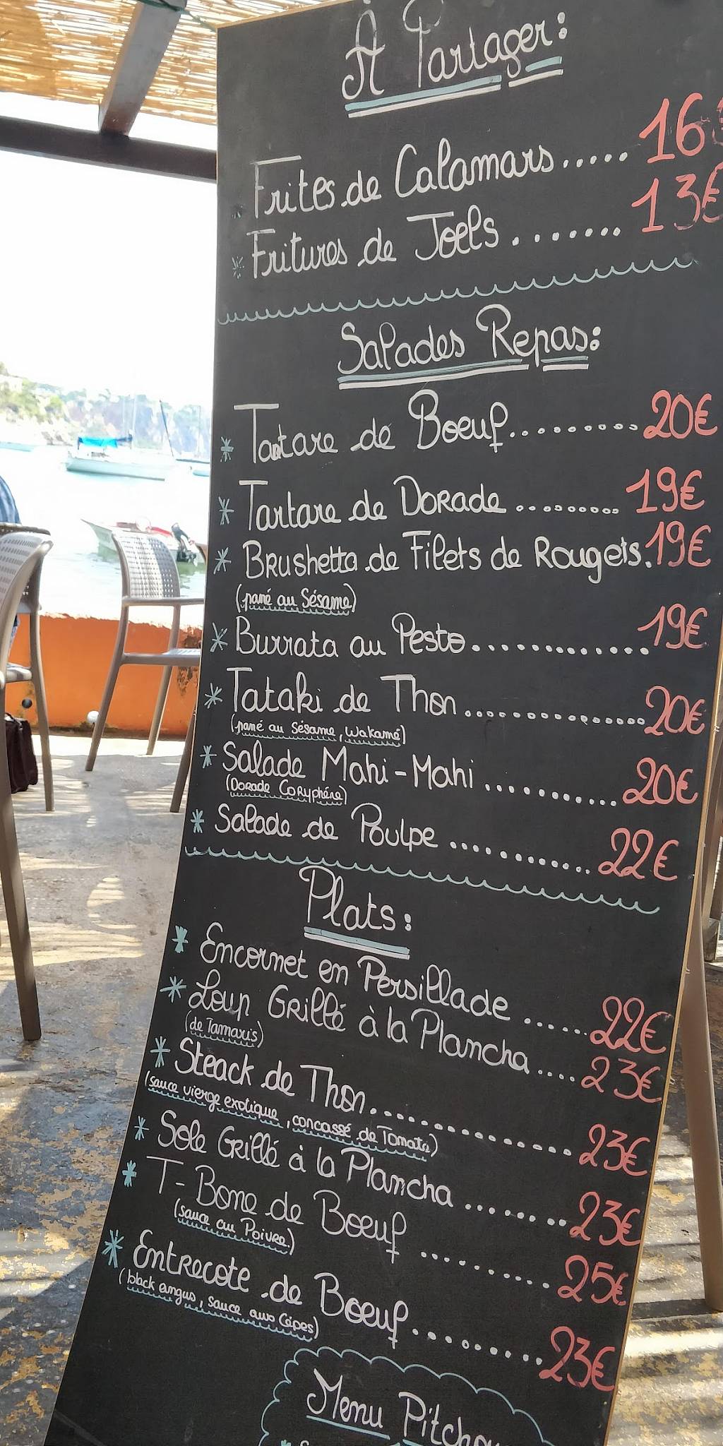 Menu au L'Escale restaurant, Toulon, Anse Méjean Chemin De La Batterie ...