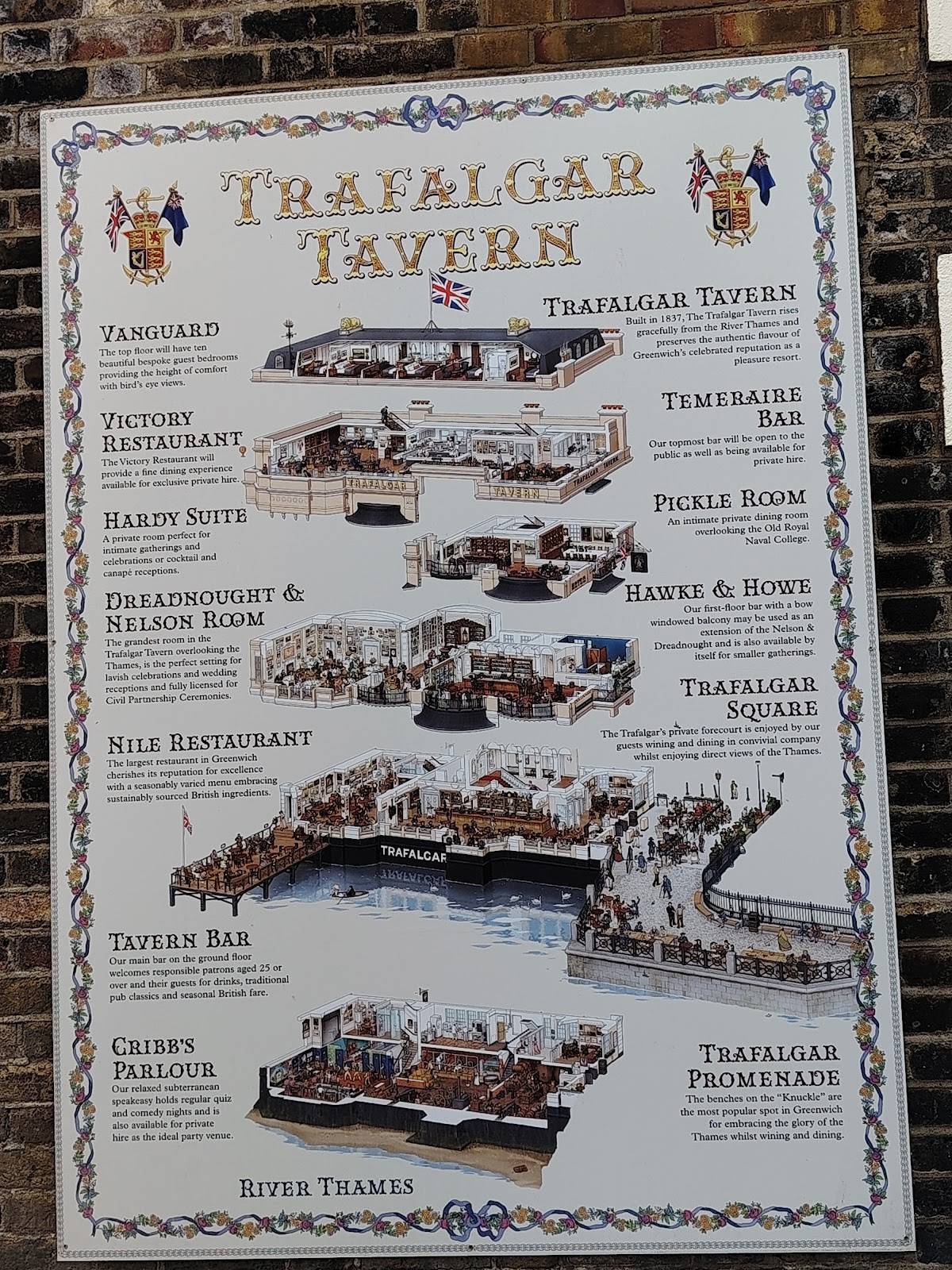 Menu at Trafalgar Tavern pub & bar, London, Park Row