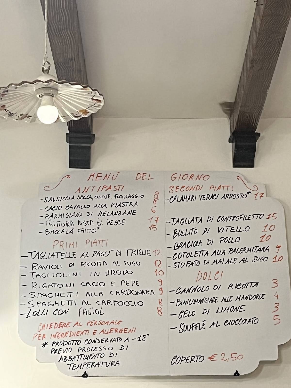 Menu at Trattoria Al Casareccio pizzeria, Ragusa