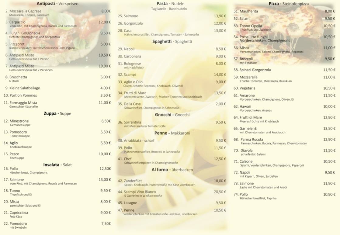 Speisekarte von Trattoria Amarone & Cocktail Bar, Hoppegarten