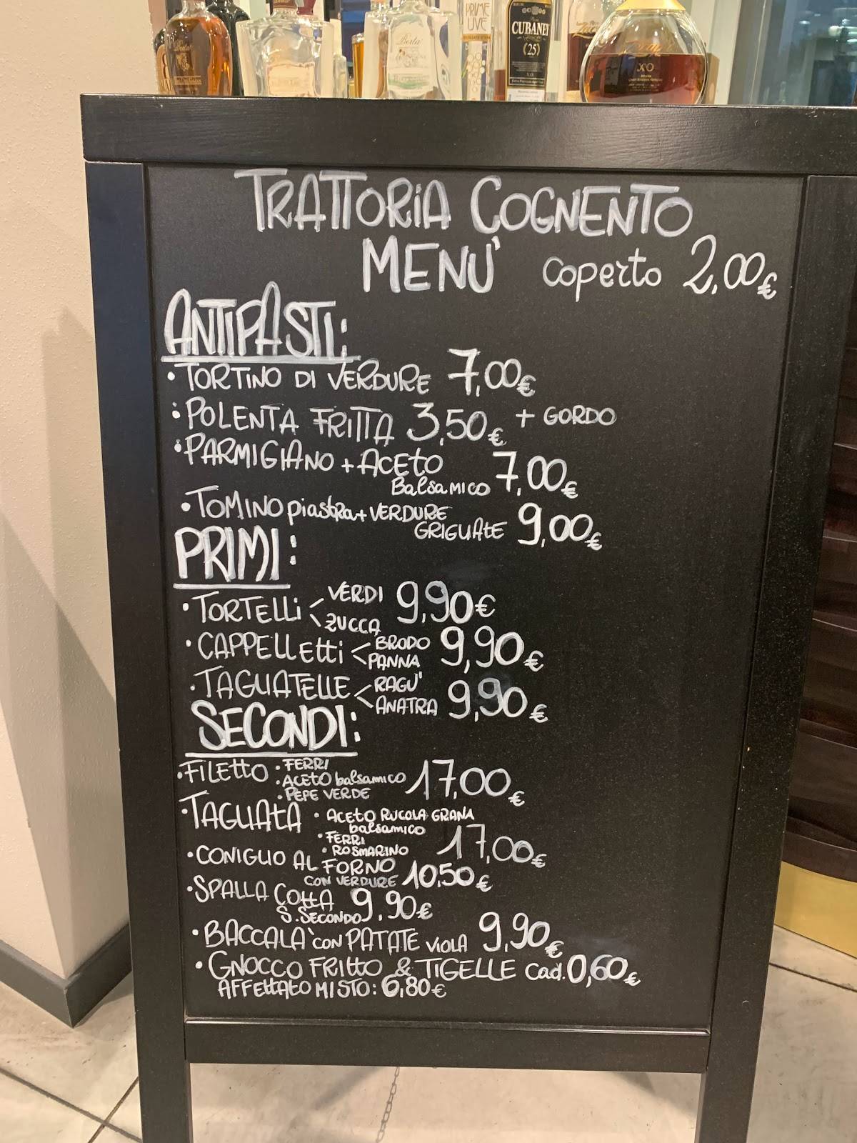 Menu da Trattoria Cognento Reggio Emilia- Cucina Emiliana dal 1936 ...