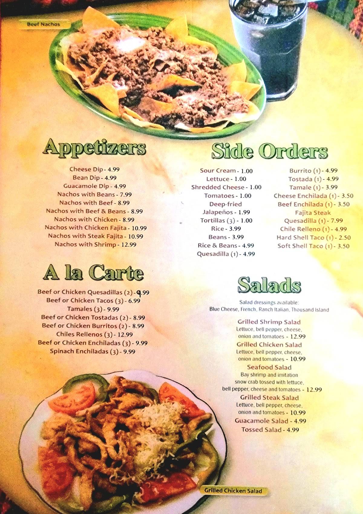 Menu at Tres Amigos Mexican Restaurant, McPherson