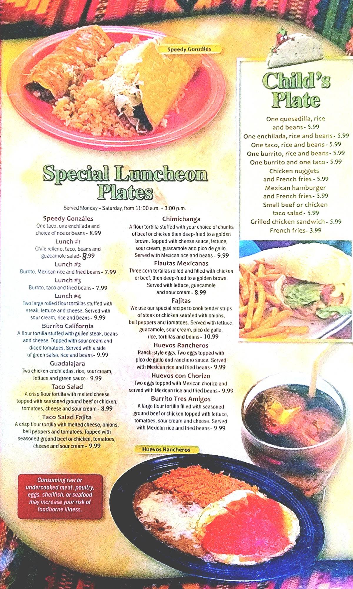 Menu at Tres Amigos Mexican Restaurant, McPherson