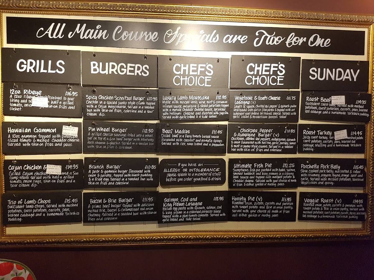 Menu at Trigger Pond pub & bar, Great Sankey, Lingley Green Avenue