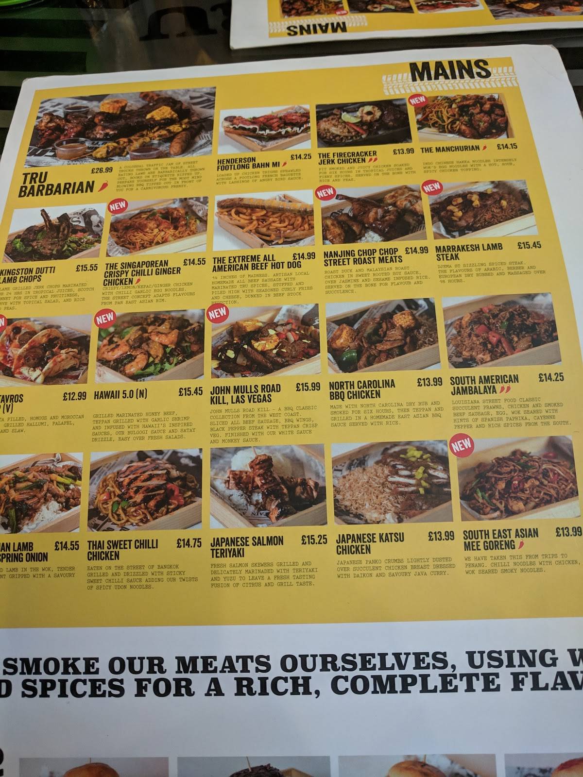 Menu at Tru Street restaurant, Manchester, The Trafford Centre