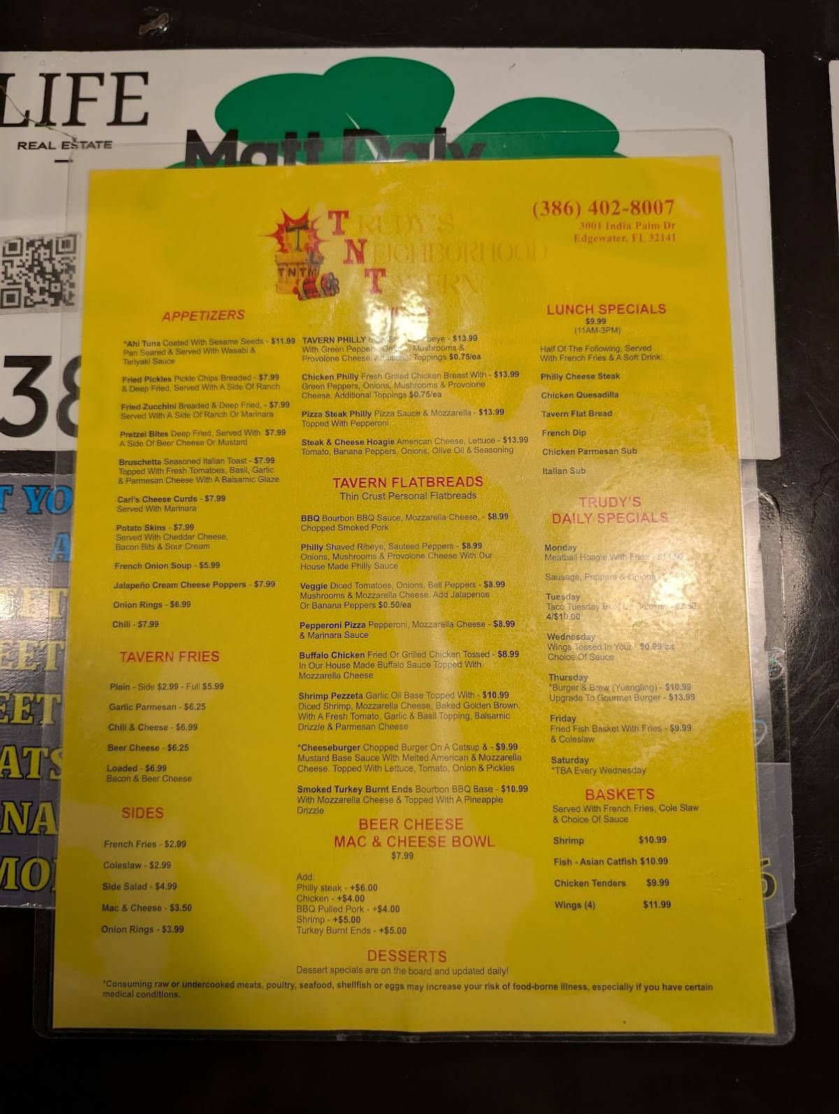 Menu at Trudys Neighborhood Tavern desserts, Edgewater