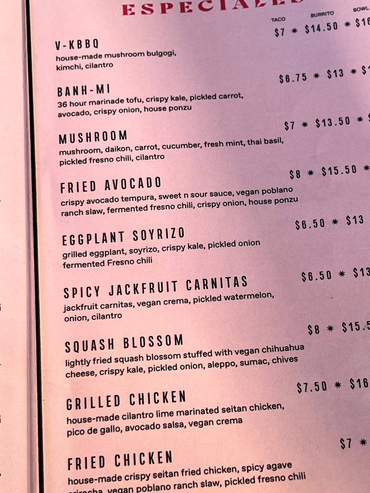 Menu at Tu Madre- West Hollywood pub & bar, West Hollywood