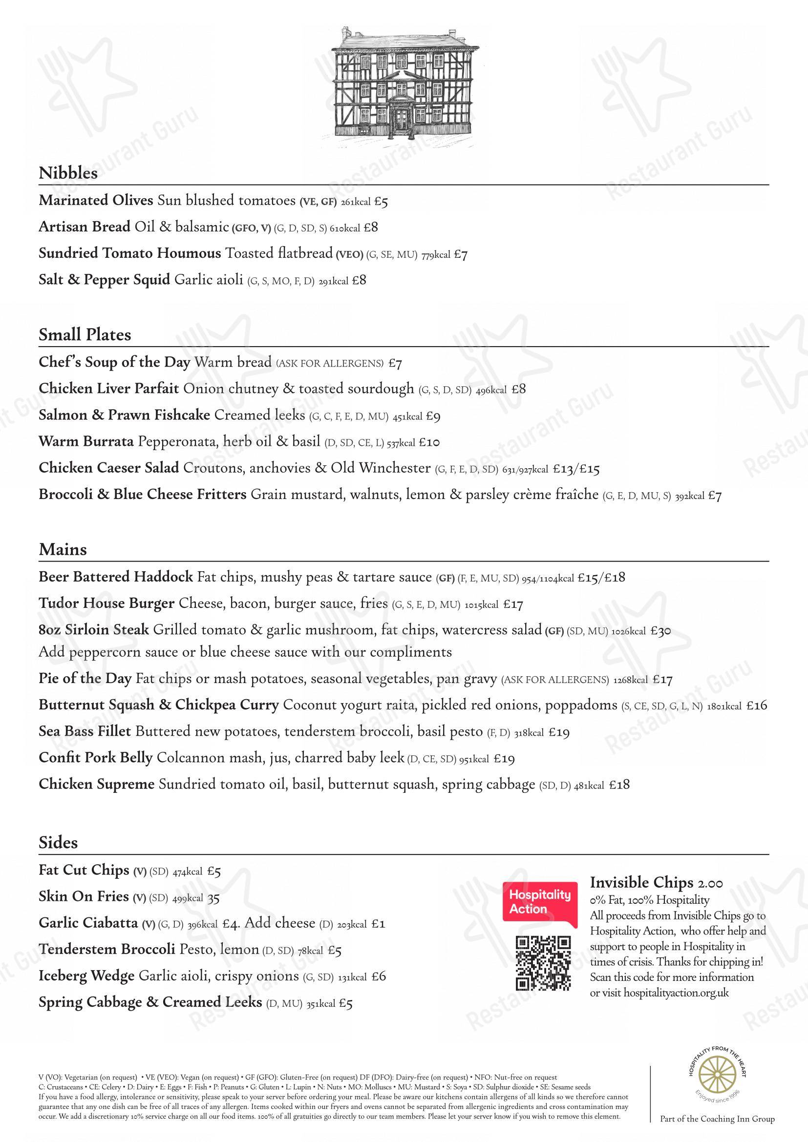 Menu at Tudor House Hotel pub & bar, Tewkesbury
