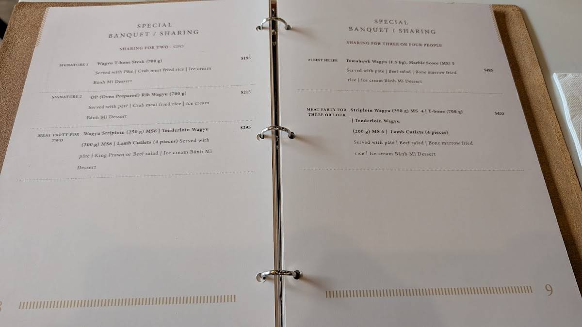 Menu at Tungthit Sizzling Steak Springvale steakhouse, Springvale