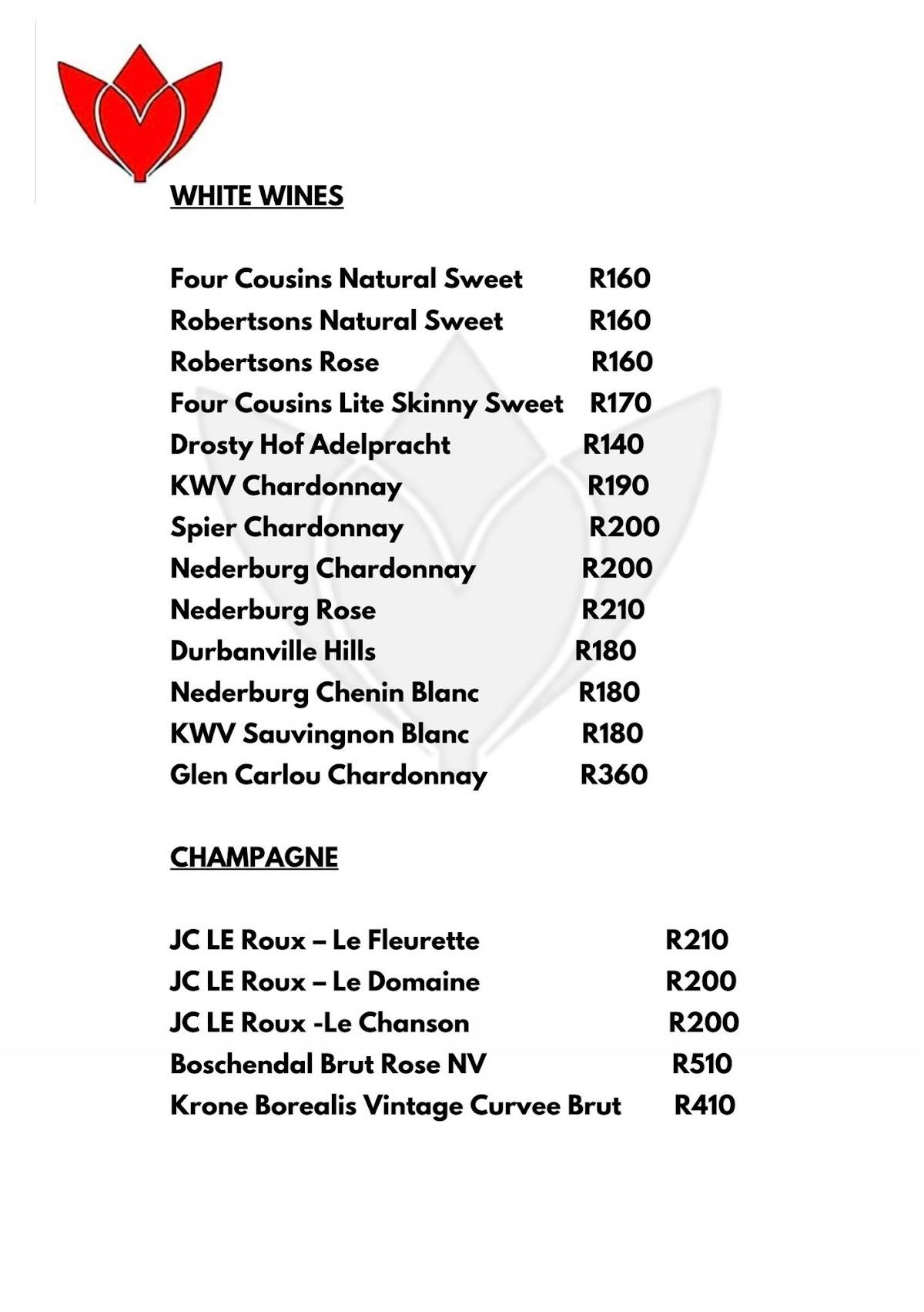 Menu at Tuscan Place Restaurant, Polokwane