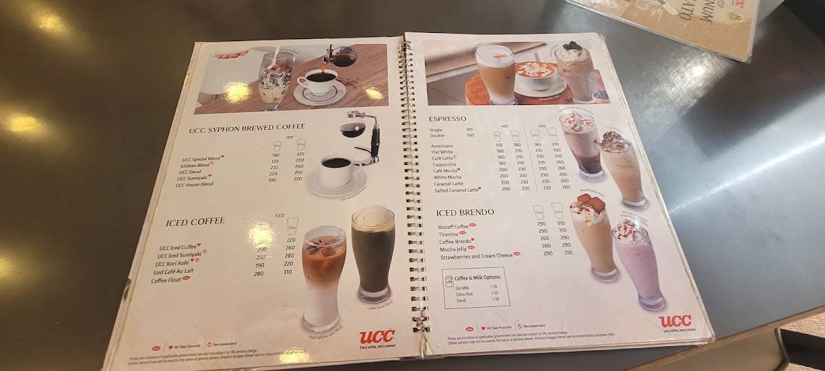 Menu at UCC Park Café cafe, Makati, Glorietta 3 Park