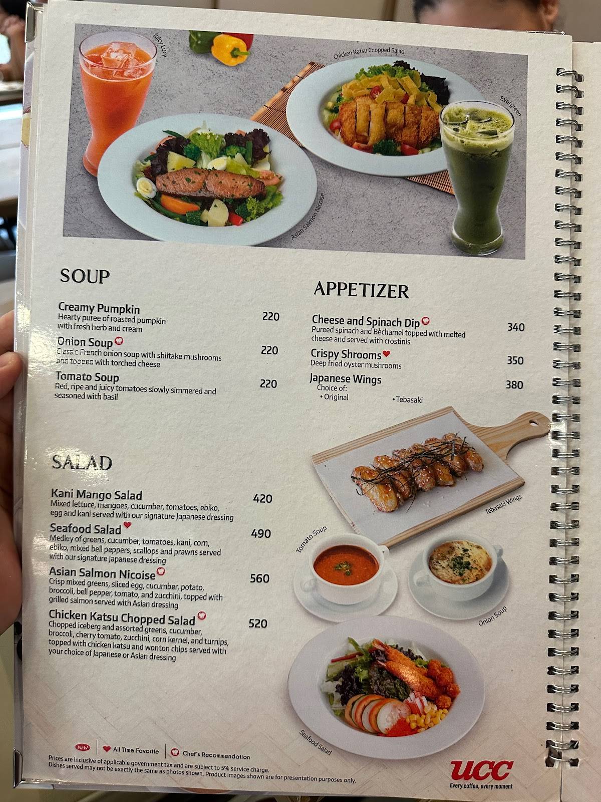 Menu at UCC Park Café cafe, Makati, Glorietta 3 Park