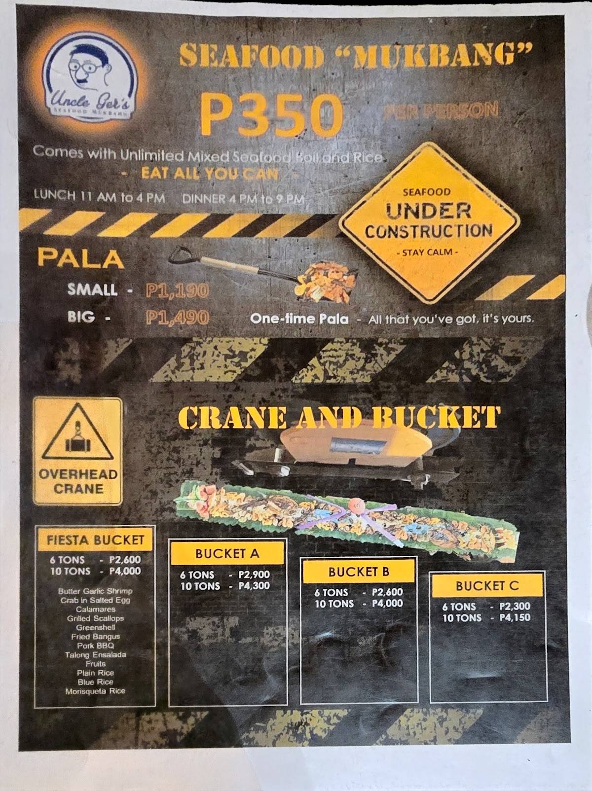 Menu at UNCLE GER'S restaurant, Bacolod