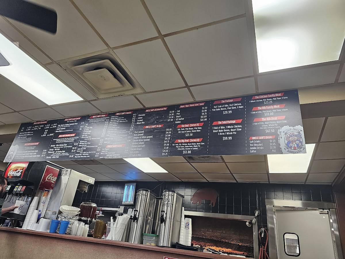 Menu at Uncle Sams Bbq, Hueytown