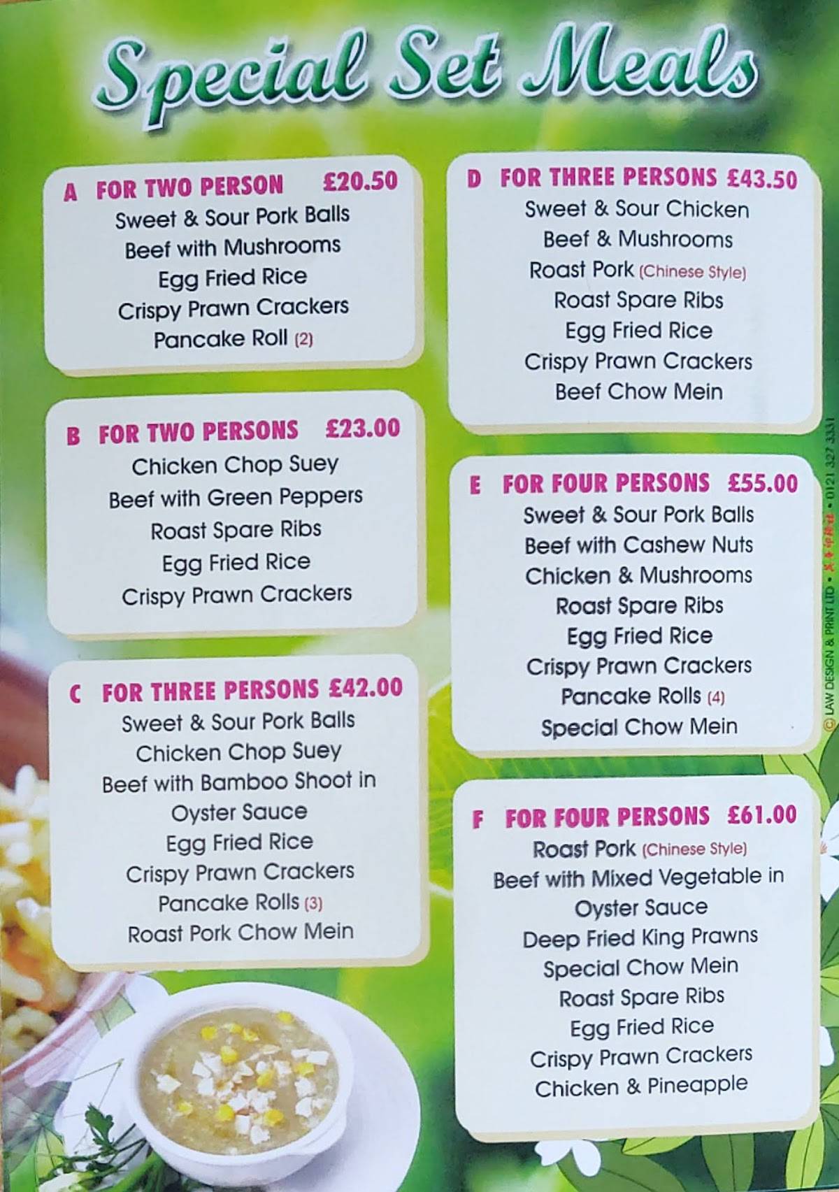 Menu at Uncle Wong restaurant, Yate, Lark Rise