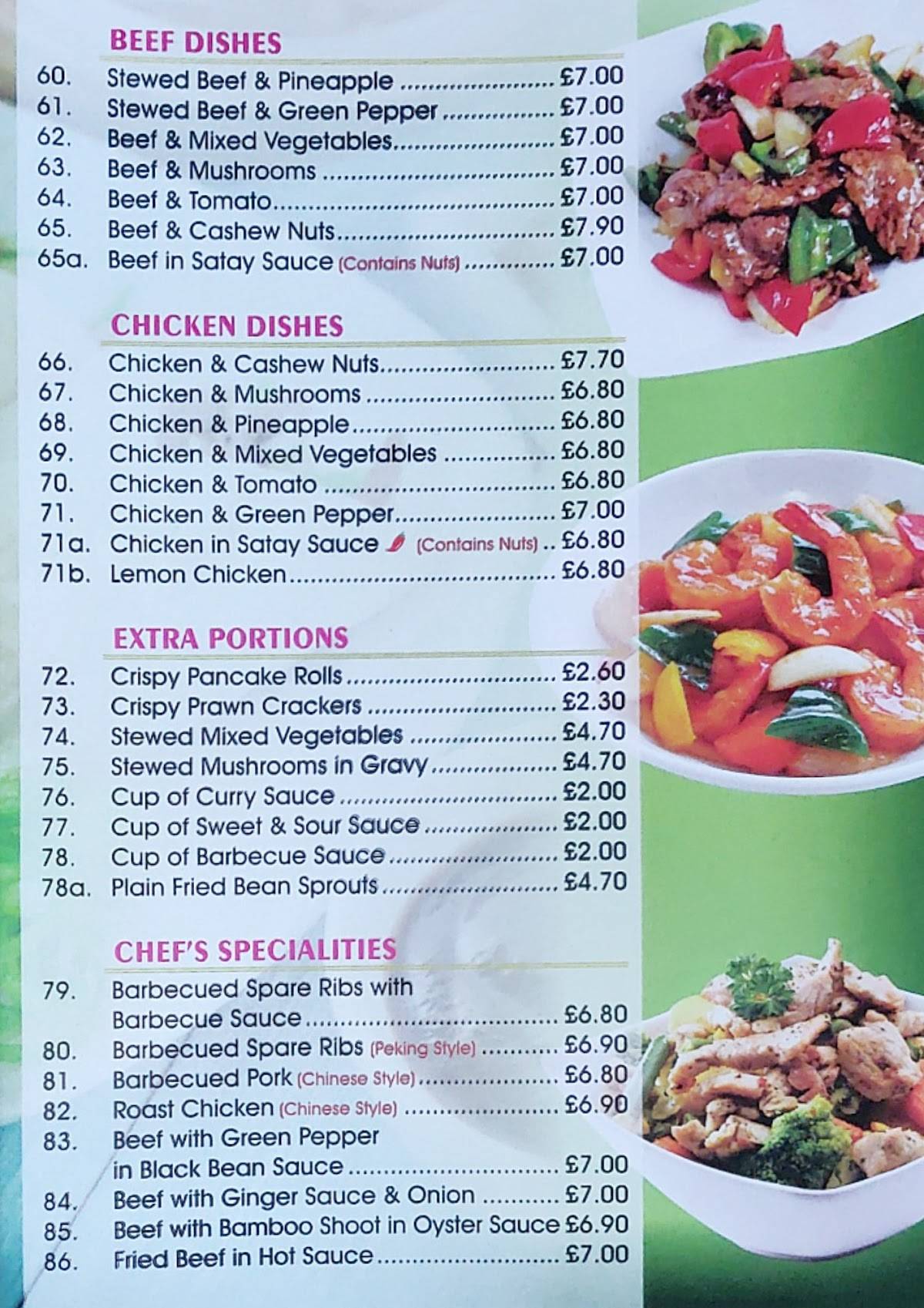 Menu at Uncle Wong restaurant, Yate, Lark Rise