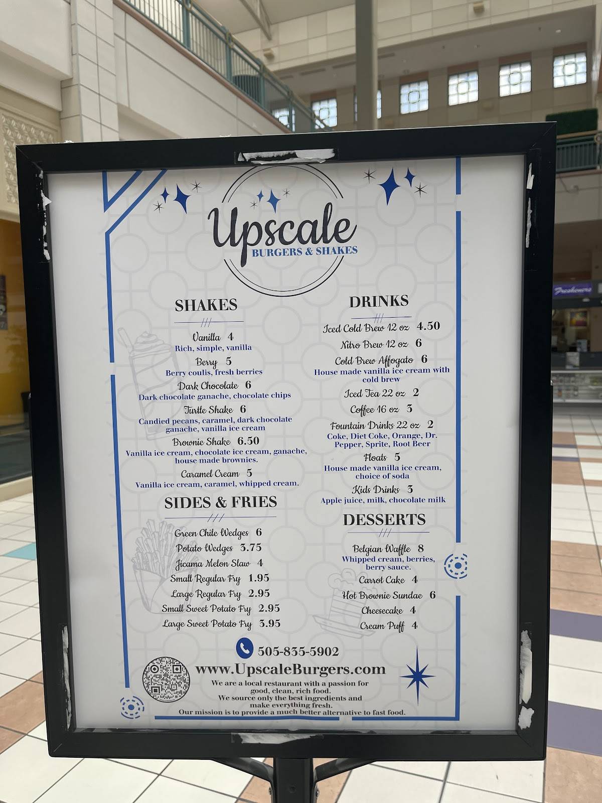 Menu at Upscale Burgers & Shakes desserts, Albuquerque, Coors Blvd ...