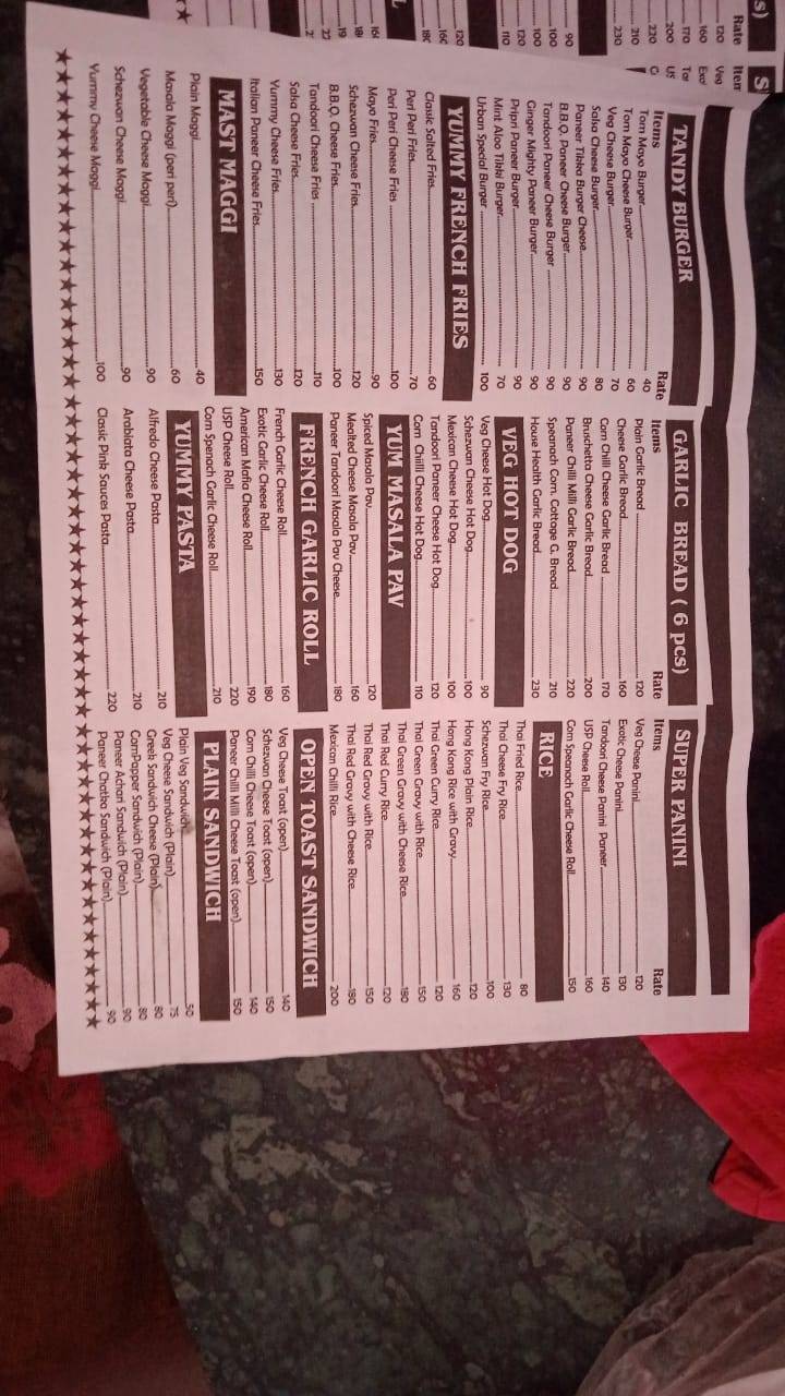Menu at Urban cafeteria, Mumbai, Shop no 25/A ground floor