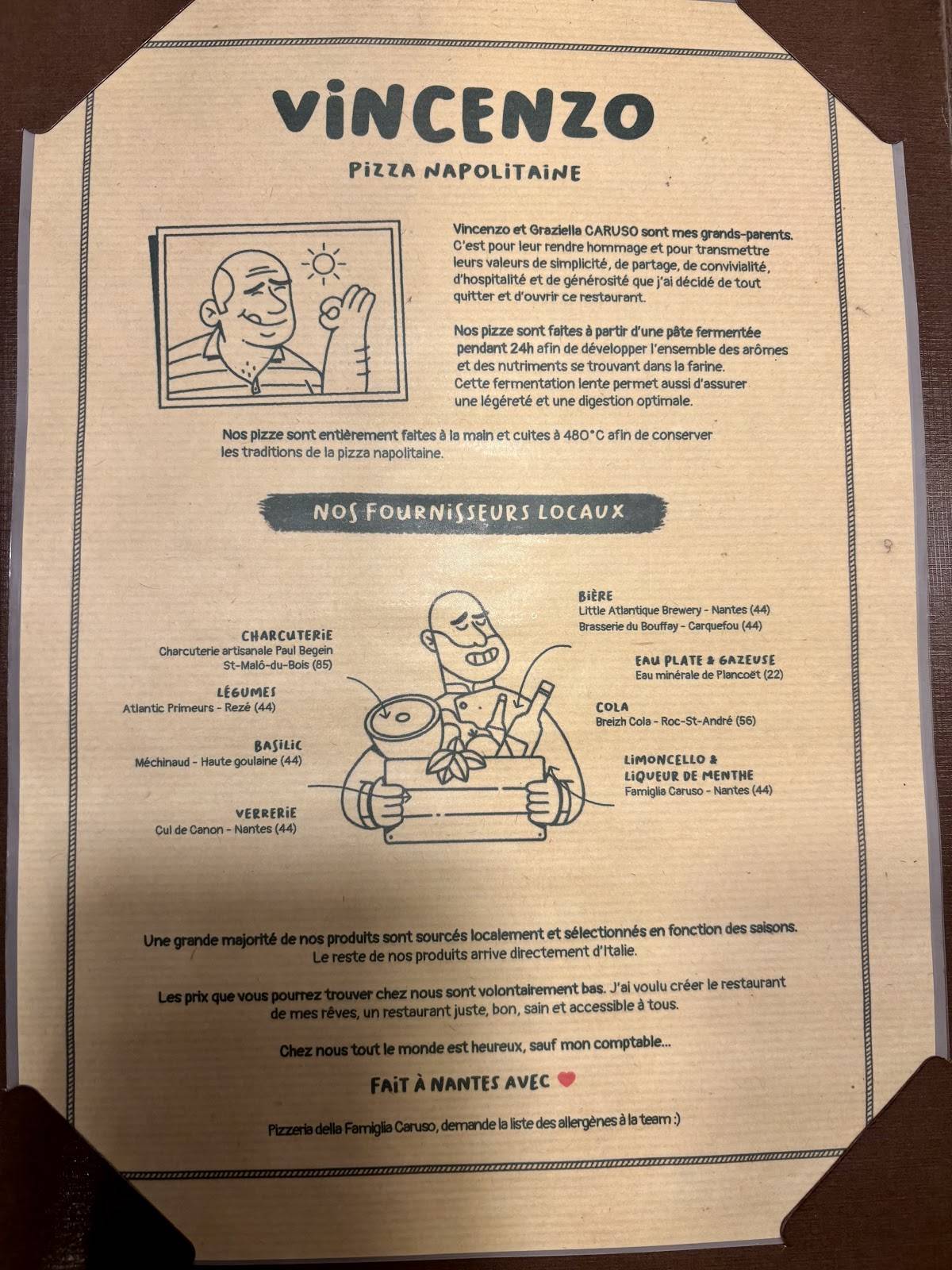Carta del restaurante VINCENZO, Nantes