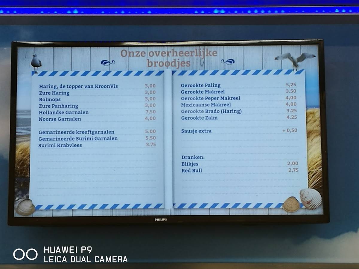 Menu at VIS powered by Kroon, Zandvoort